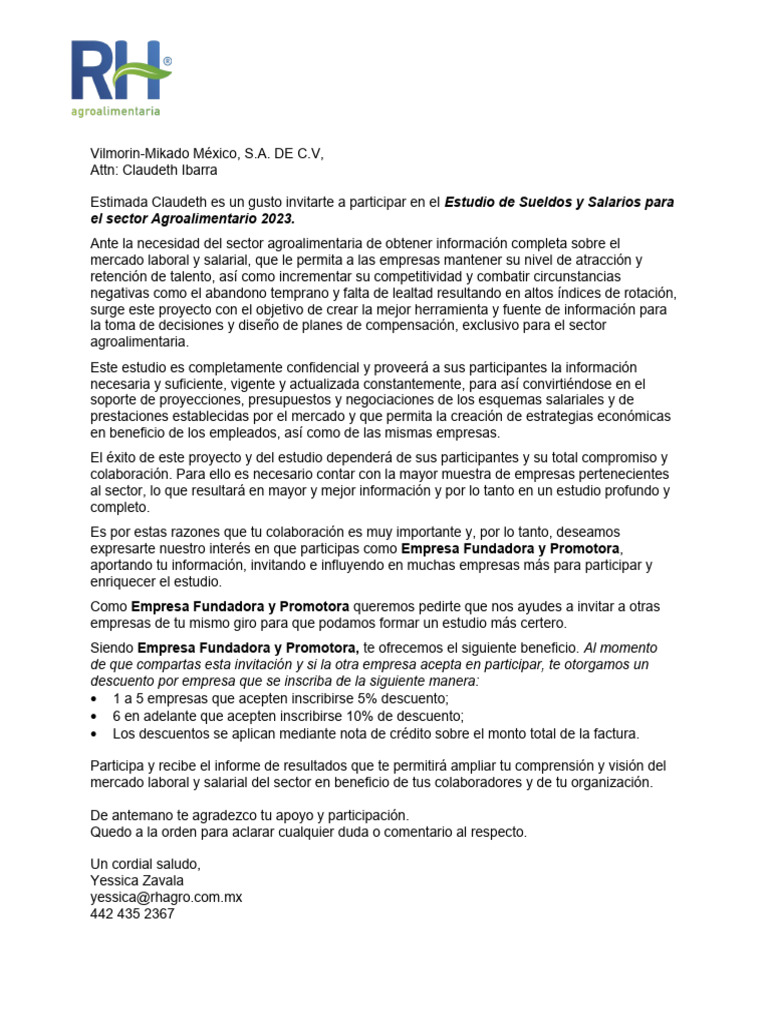 Carta Invitacion Sativa