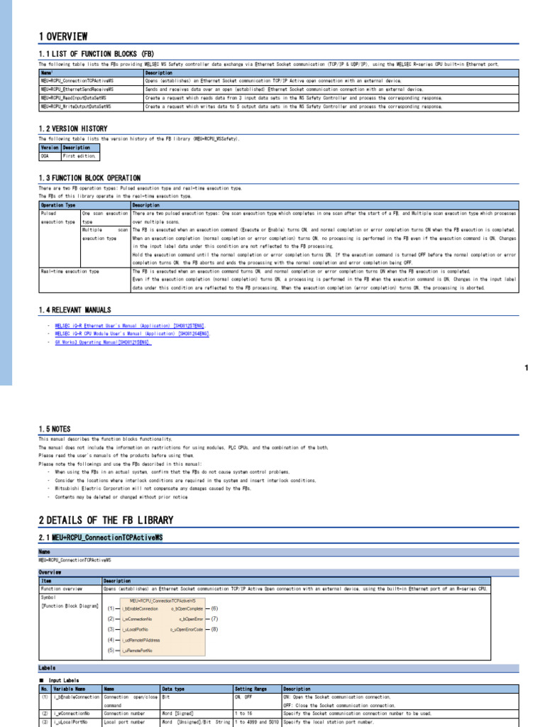Melsec Iq R Ws Safety Controller Ethernet Communication Function Block Reference 00a Pdf 