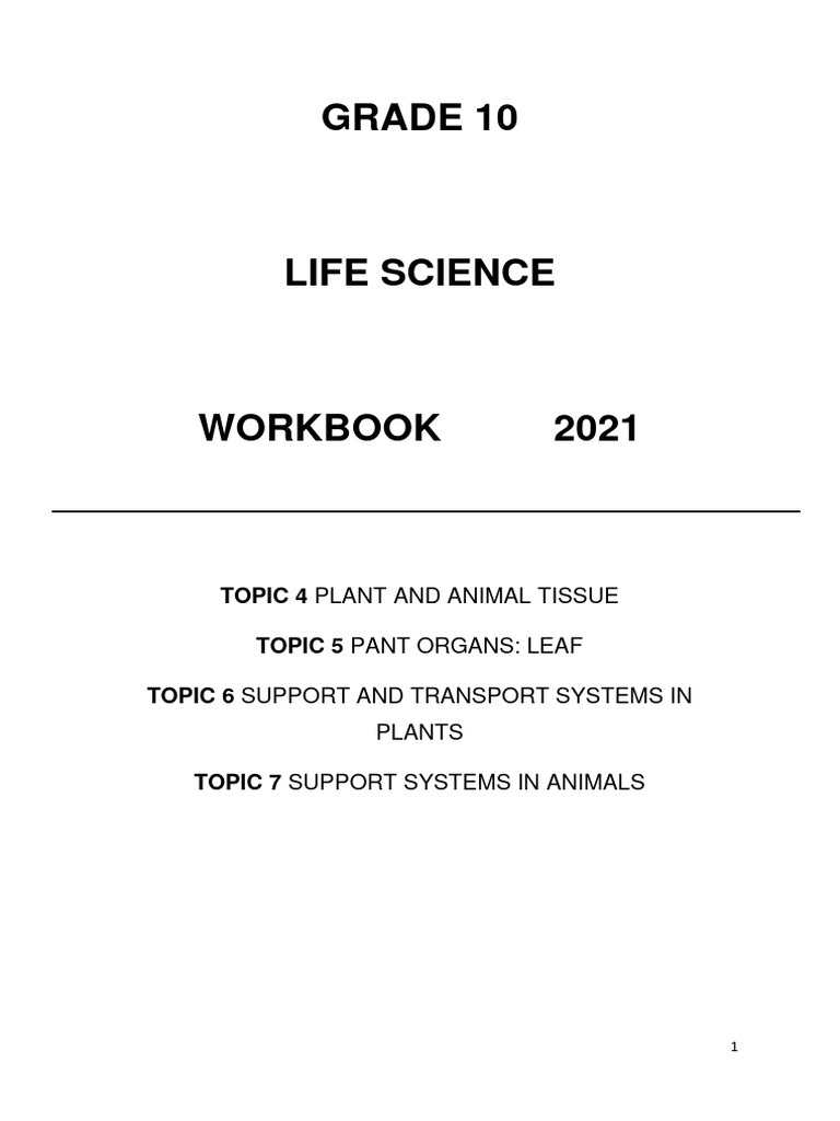 Grade 10 Life Sciences Workbook 2021 3 | PDF | Tissue (Biology) | Bone