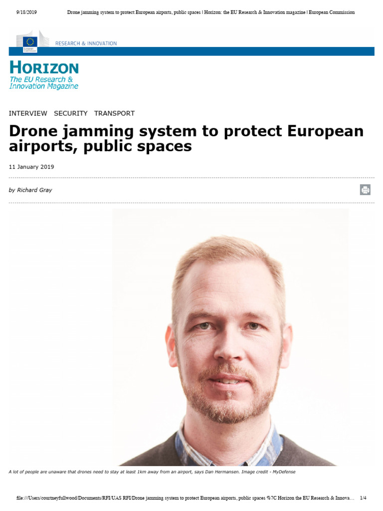 Drone Jamming System To Protect European Airports, Public Spaces ...