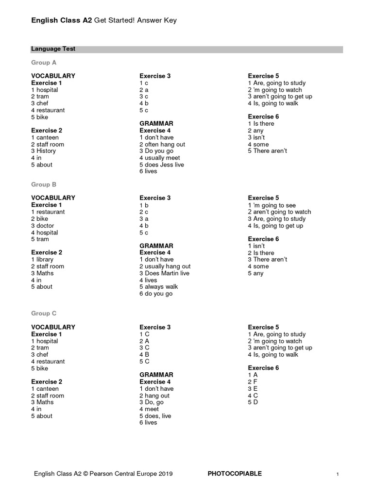 A2 English Class Answer Key Guide | PDF | Gastronomy | Foodservice