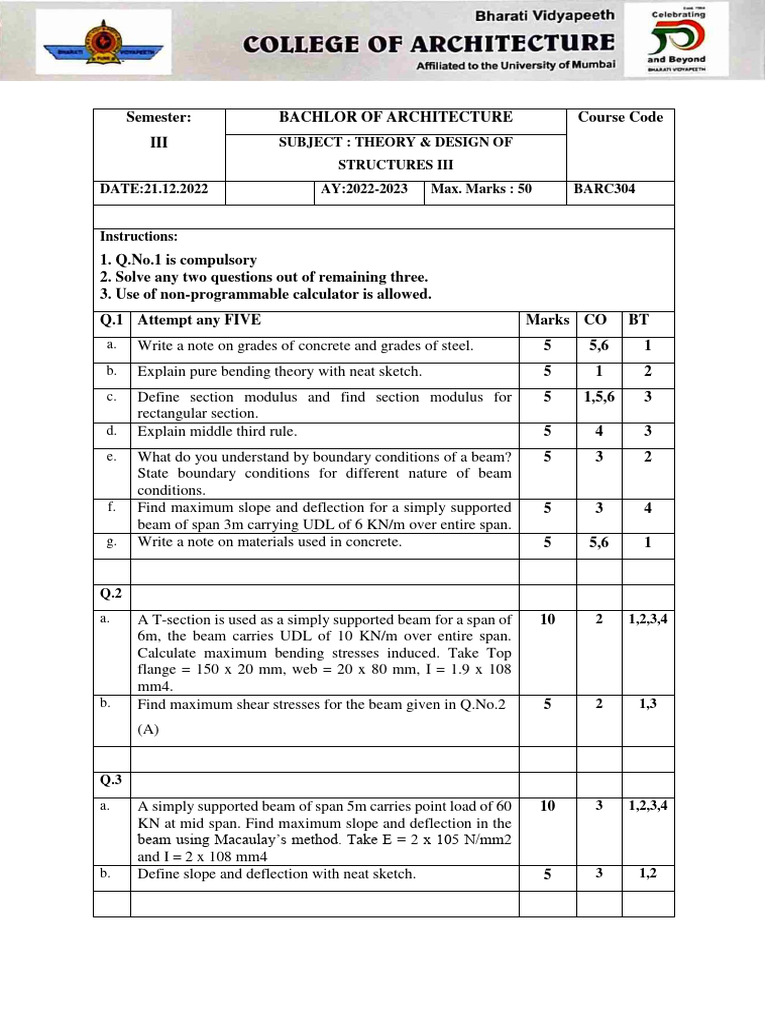 QP Format COPO | PDF | Beam (Structure) | Bending