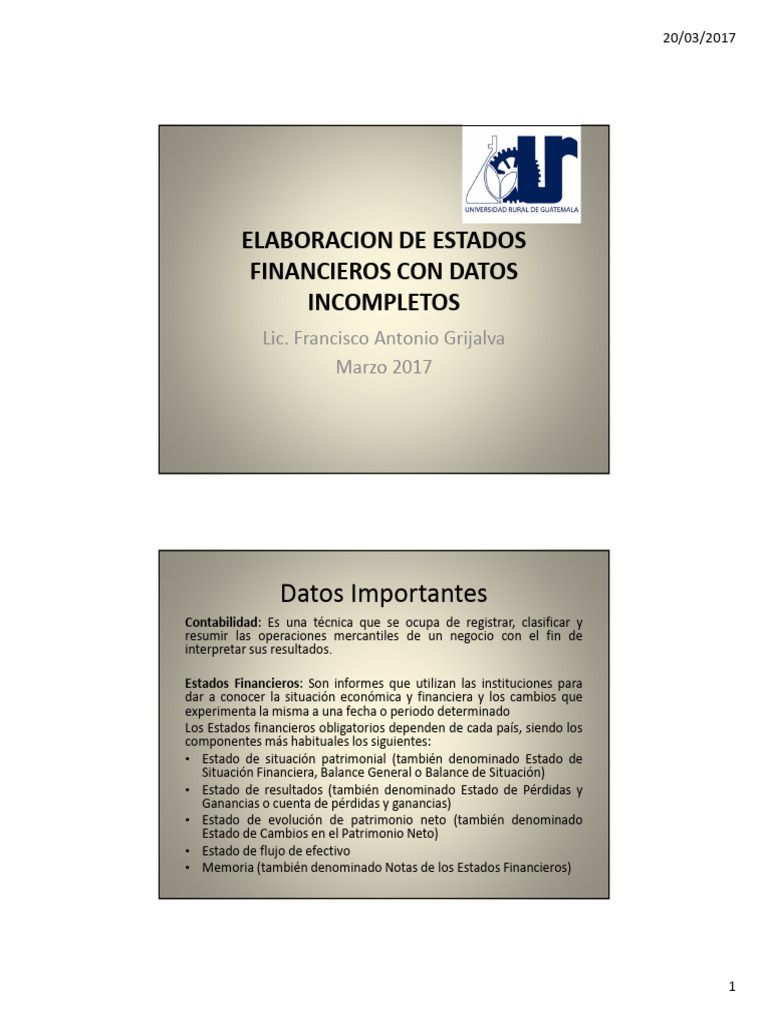 2 Elaboracion de Estados Financieros Con Datos | PDF | Contabilidad | Estado financiero