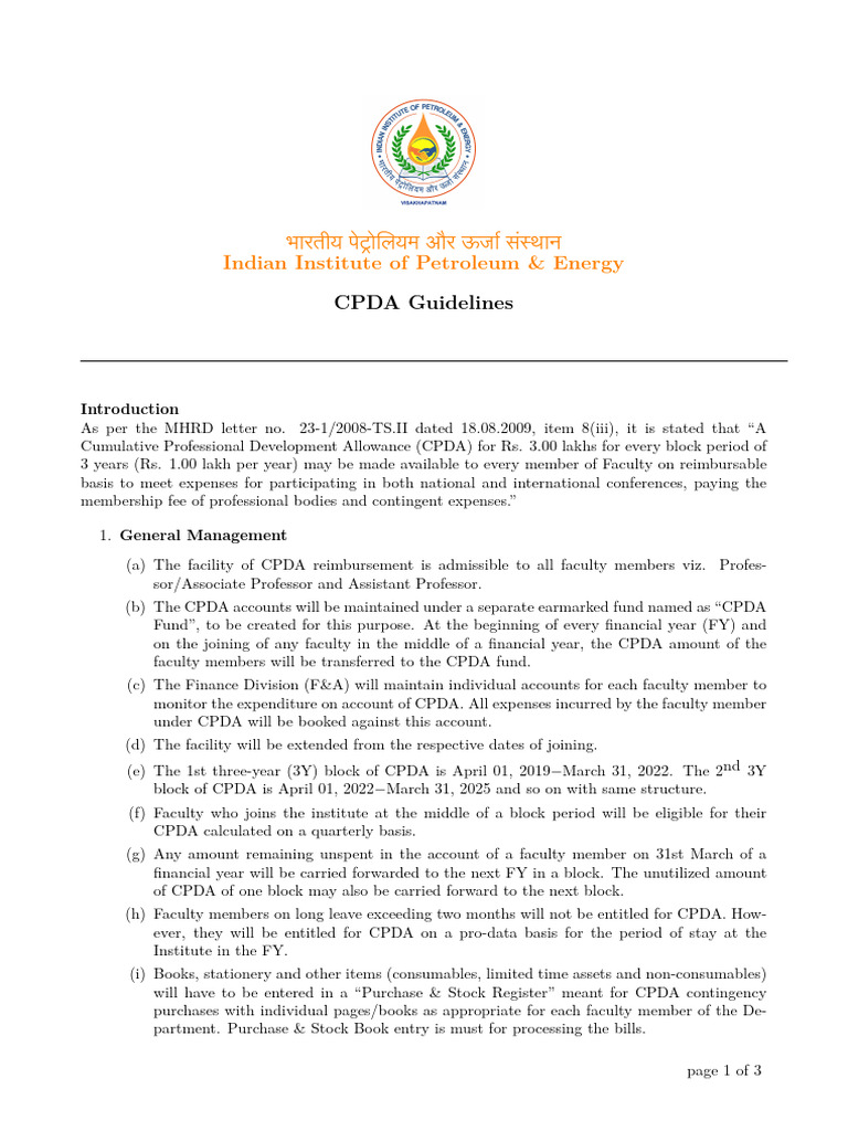 CPDA_Faculty | PDF | Expense