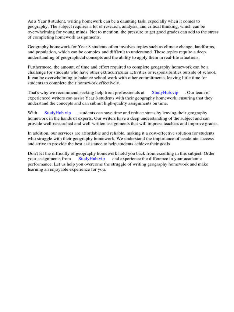 Geography Homework Year 8 | Download Free PDF | Homework | Geography
