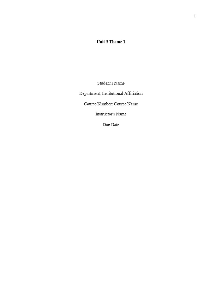 Unit 3 Theme 1 Discussion | PDF