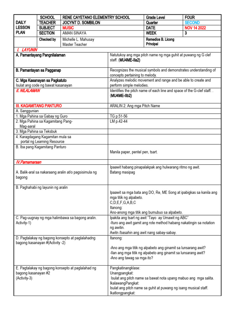 DLP Mapeh Q2 W3 | PDF