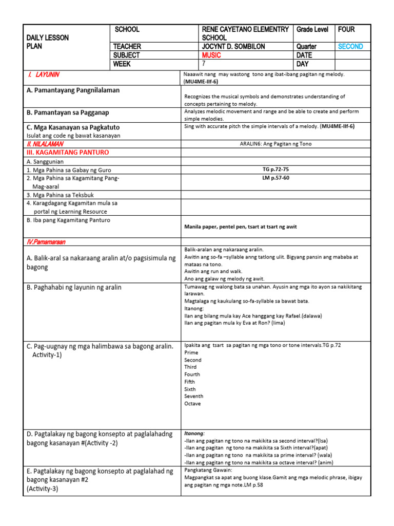 DLP MAPEH Q2 W7 | PDF