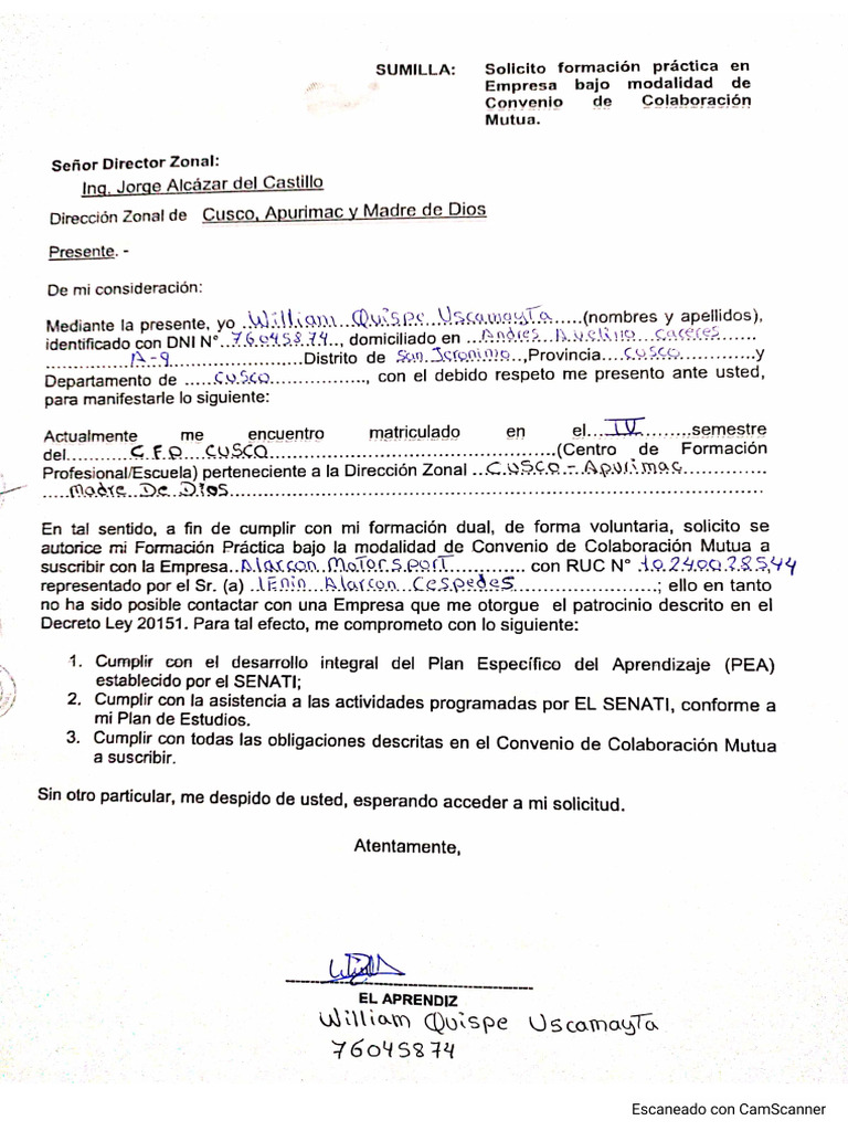 William Quispe Uscamayta, 1453296 | PDF