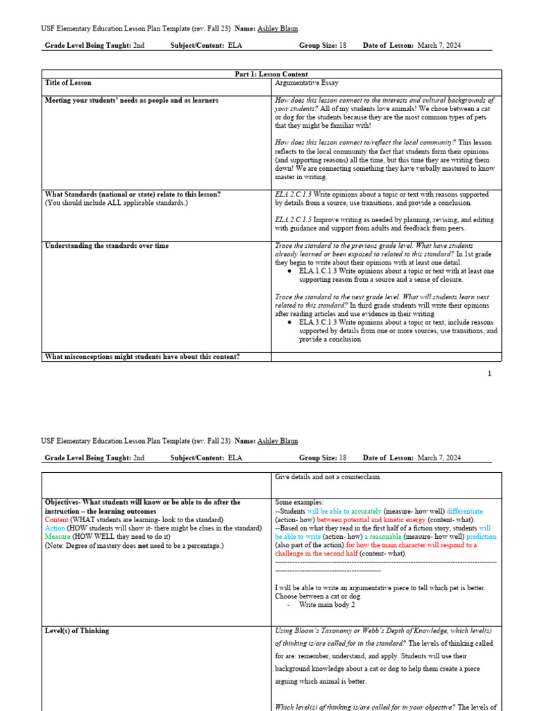 Cycle 3 CT Lesson Plan Template 2 | PDF | Educational Assessment ...