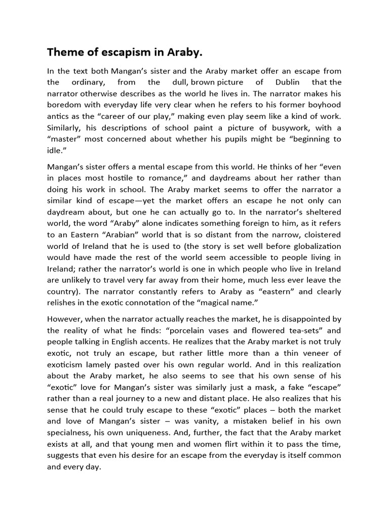 Theme of Escapism in Araby | PDF