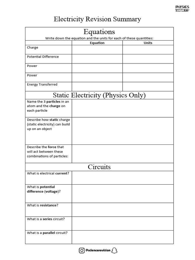 Electricity-summary | PDF | Electrical Resistance And Conductance ...