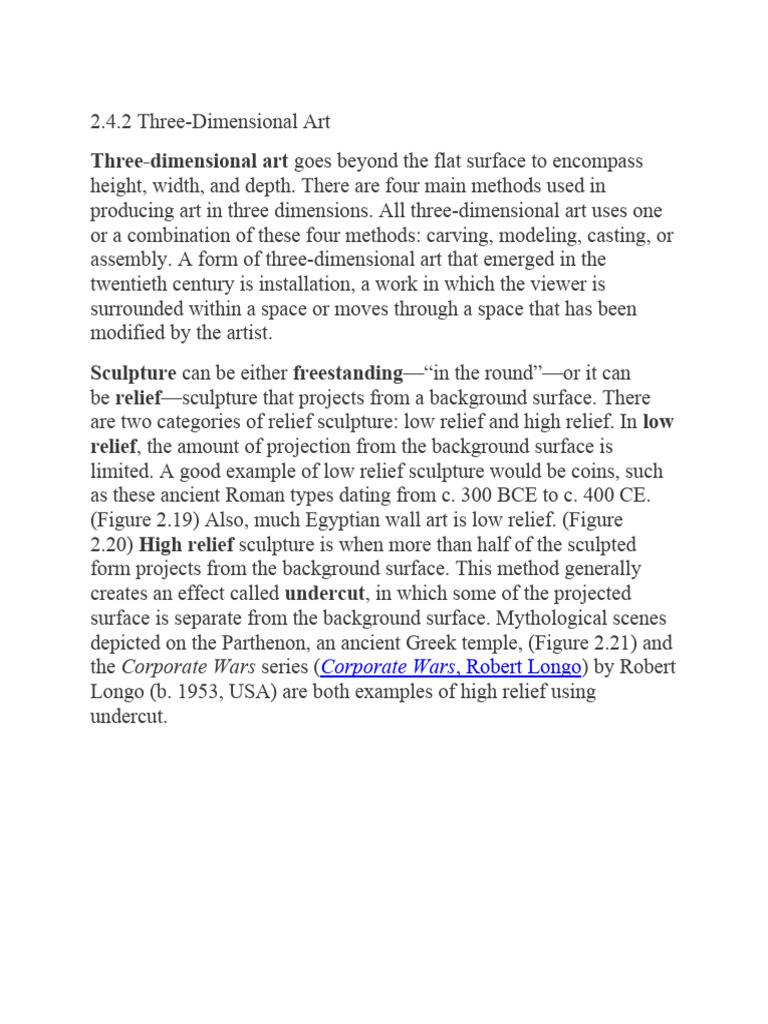 Three Dimensional Arts 1 | PDF | Relief | Sculpture