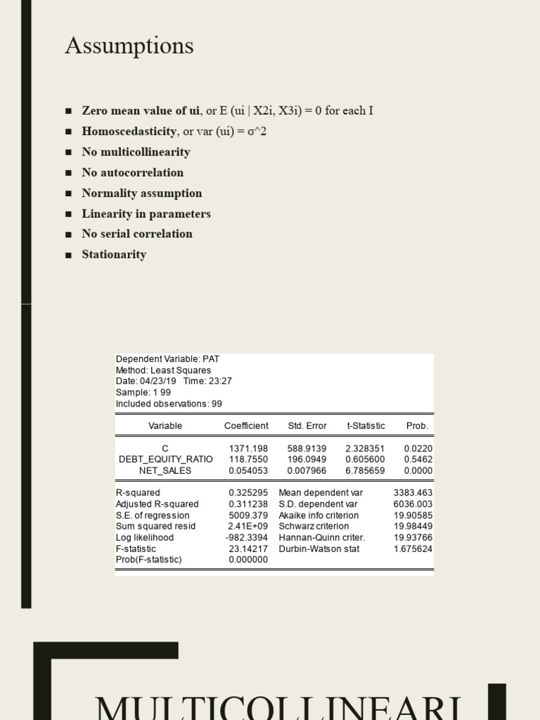 OLS Assumptions | PDF | Autocorrelation | Ordinary Least Squares