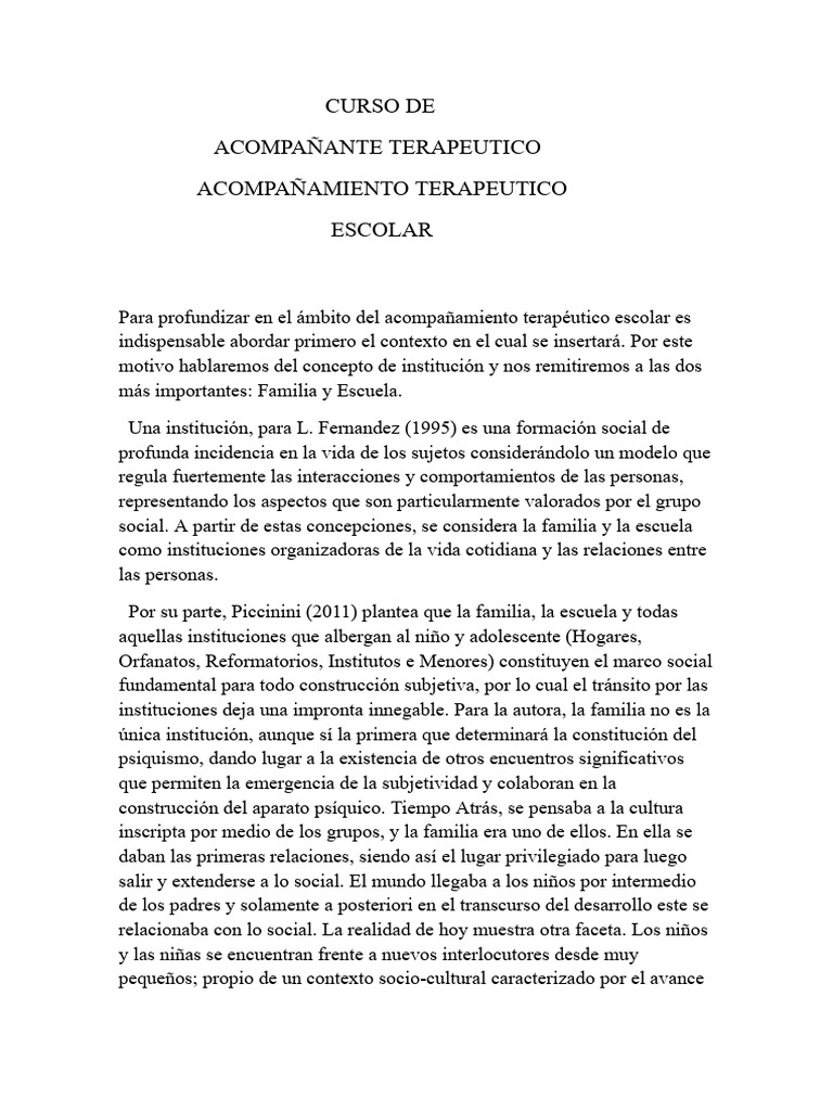 ACOMPA-AMIENTO TERAPEUTICO escolar | PDF | Teoría de apego | Inclusión (Educación)