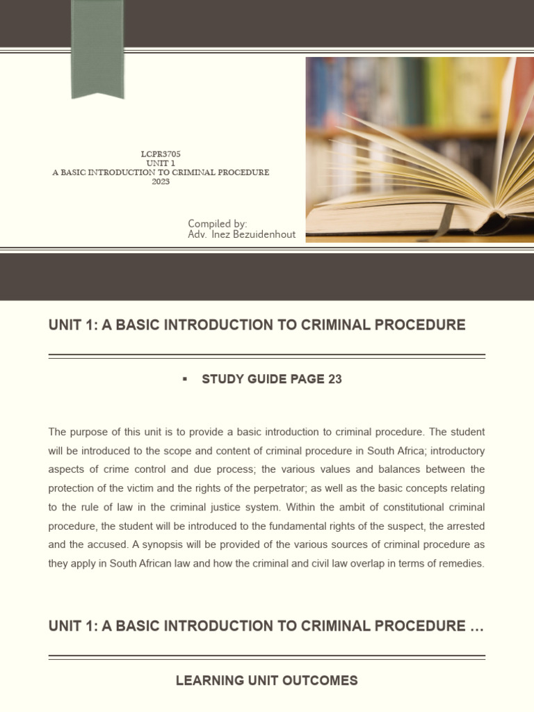 LCPR3705 Unit 1 - A Basic Introduction To Criminal Procedure | PDF ...