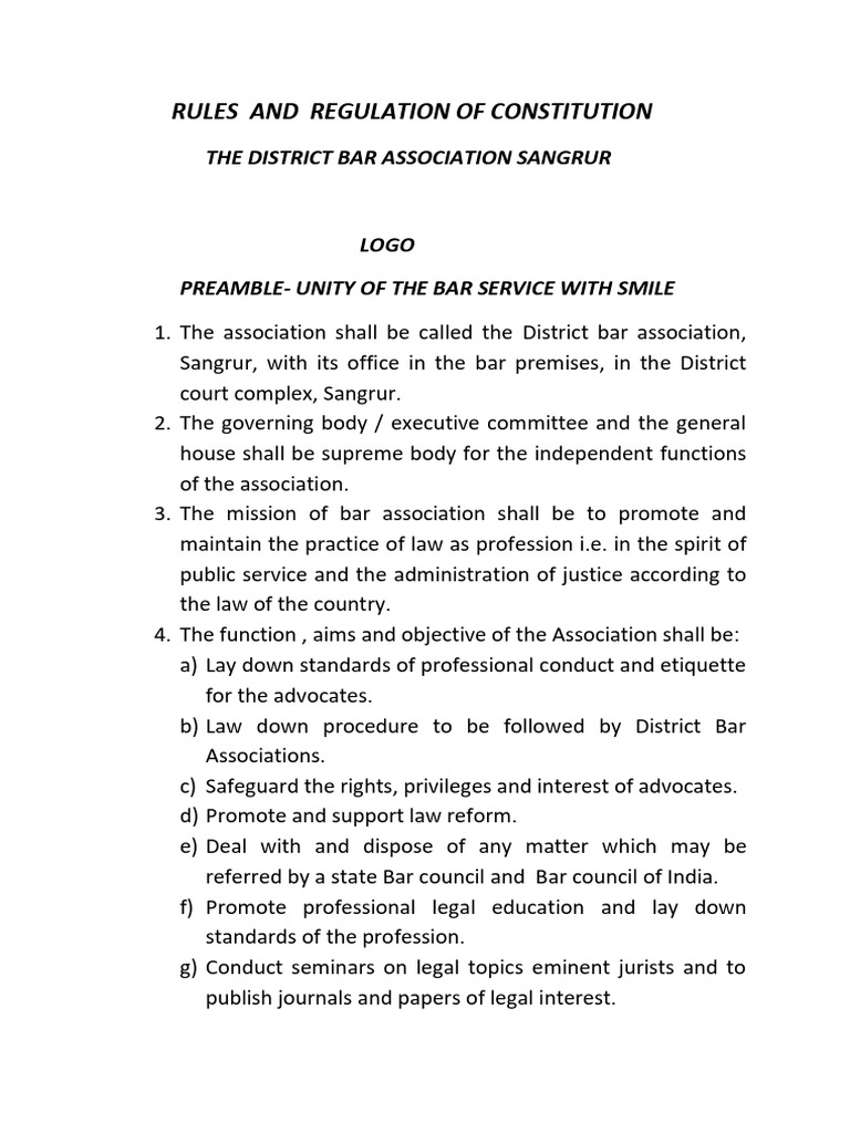 RULES AND REGULATION OF CONSTITUTION | PDF | Advocate | Bar Association