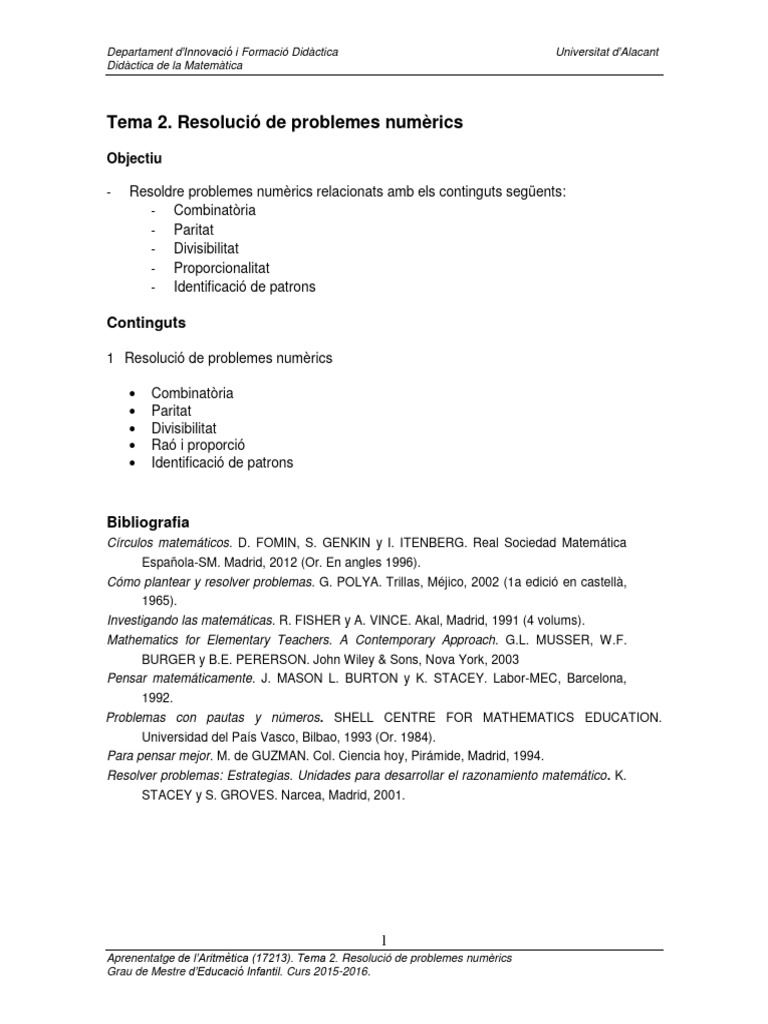 Tema2. Problemes Numèrics | PDF