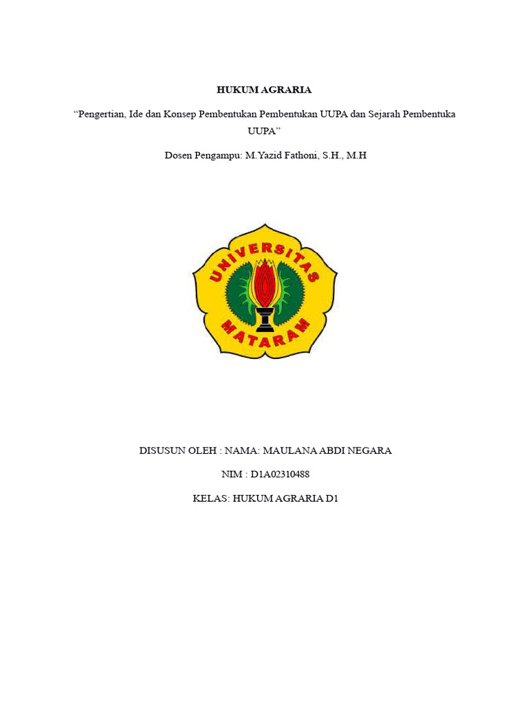Sejarah Pembentukan Uupa 1 | PDF