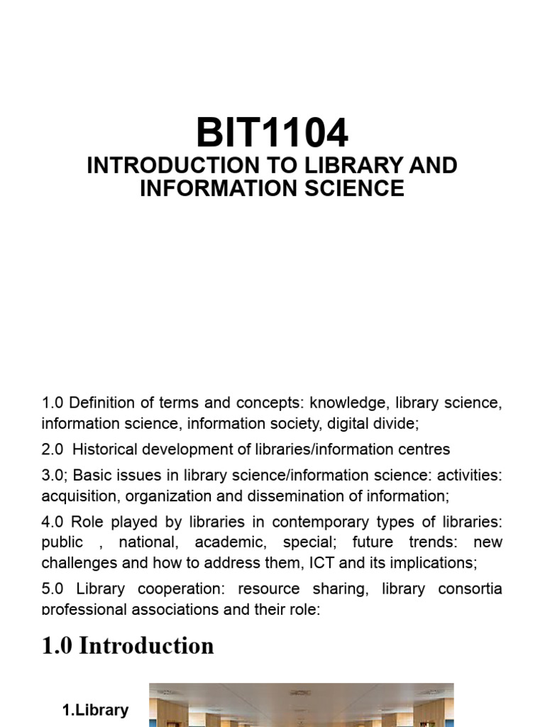 BIT1104 Intro To Library and Information Science Notes | PDF ...