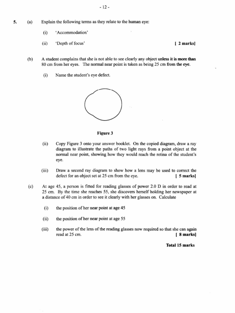 CAPE Physics - Unit 1 - Module 1 - Eye - 2009 - P2 - Q5 | PDF