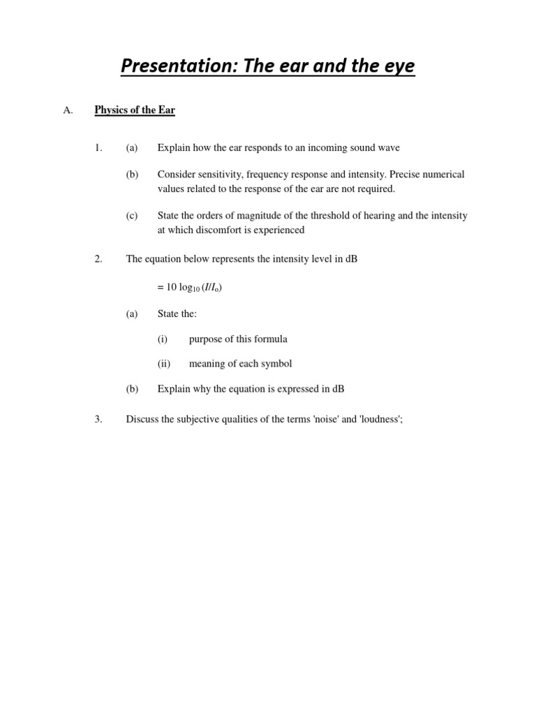 Physics of The Ear and Eye | PDF