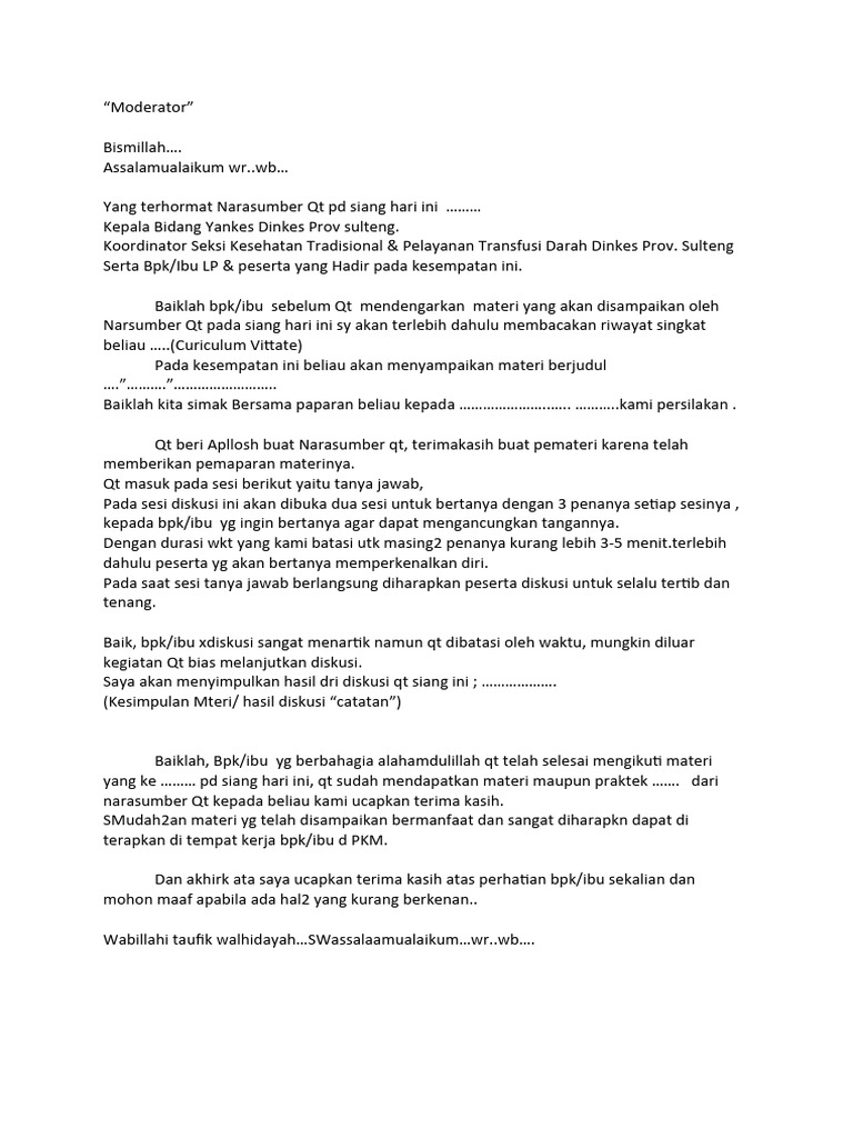 Moderator Diskusi Kesehatan Tradisional | PDF