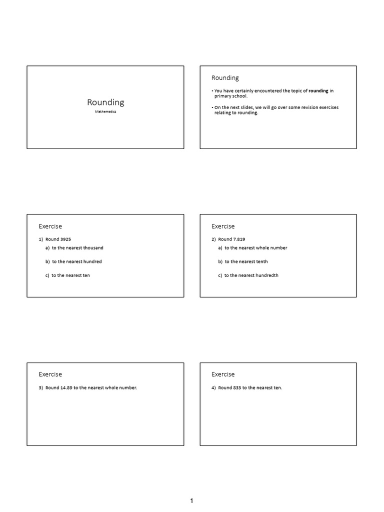 Rounding and Significant Figures Exercises | PDF | Significant Figures ...