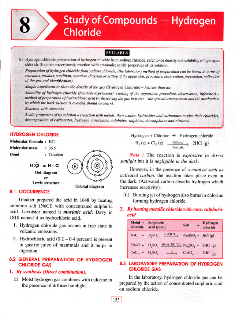 Selina Class 10 Chemistry Chapter 8 Study of Compounds Hydrogen ...