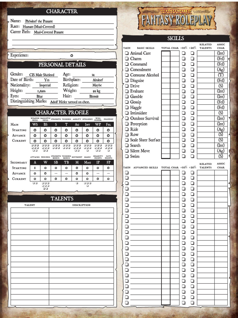Character Sheet | PDF | Military