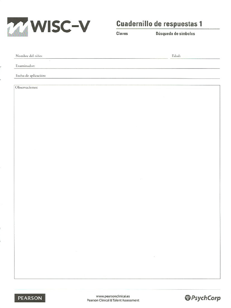 WISC-V Cuadernillo de Respuestas 6-7 Años | PDF