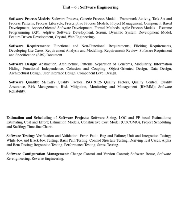 Unit - 6: Software Engineering | PDF | Computers