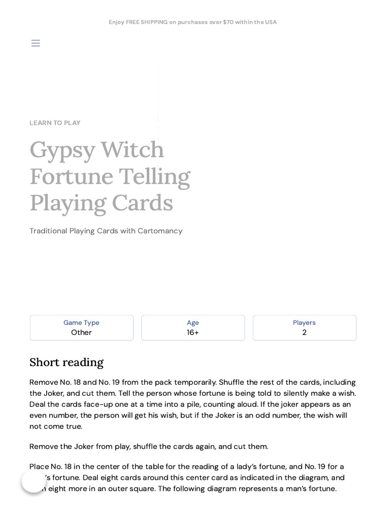 Gypsy Witch Card Reading Instructions | PDF | Games Of Mental Skill ...