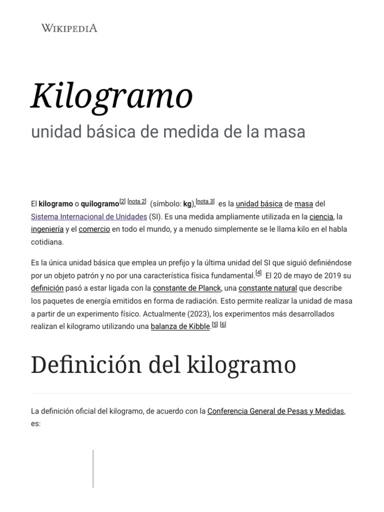 Definición del Kilogramo (kg) | PDF | Kilogramo | Probabilidades y ...