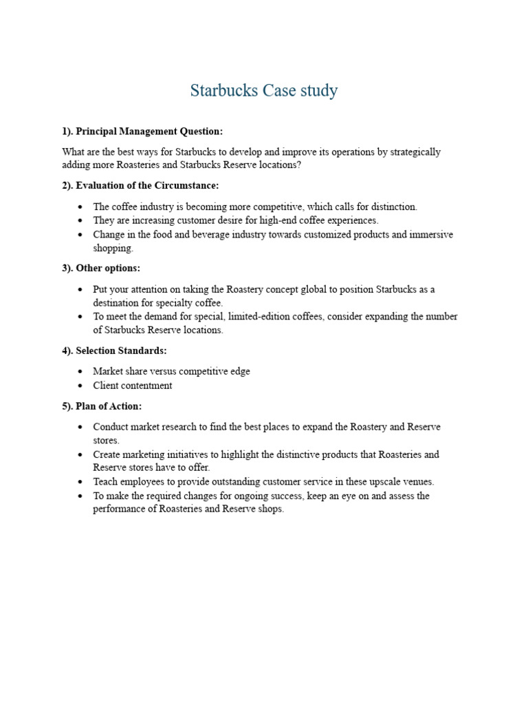 Starbucks Case study | PDF | Starbucks | Coffee