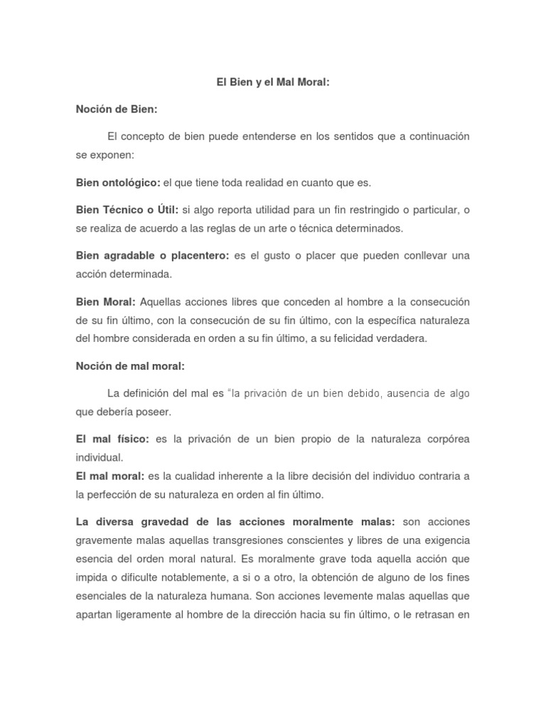 Análisis de conceptos clave sobre el bien y el mal, la ética, la verdad ...