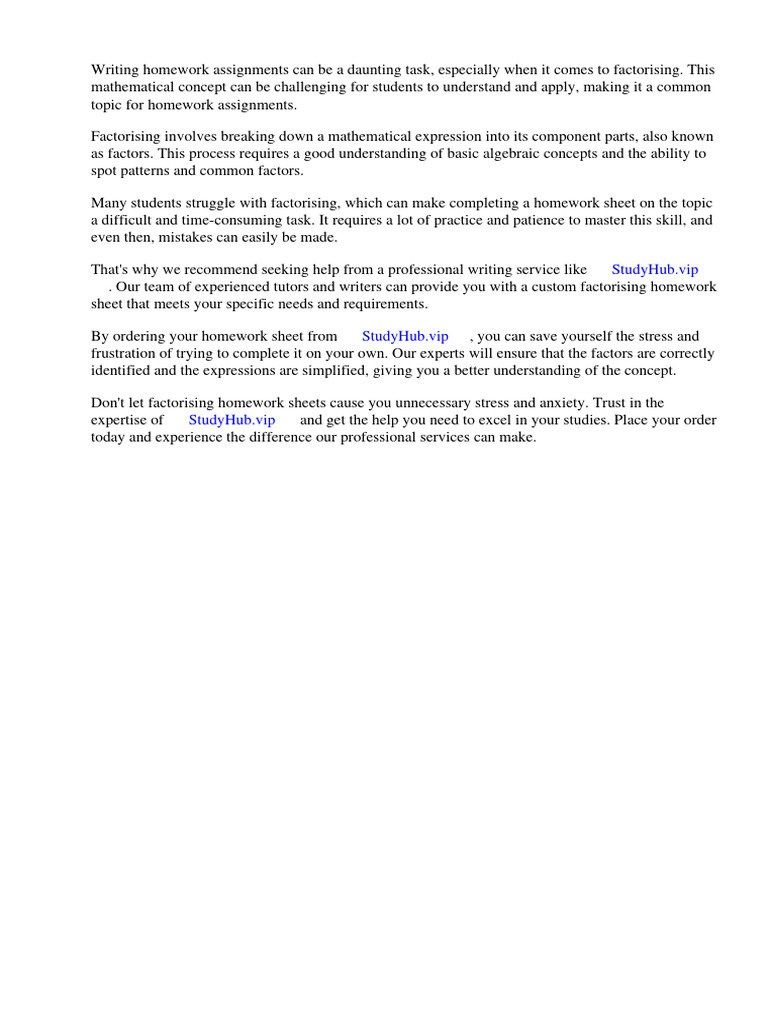 Factorising Homework Sheet Pdf Factorization Worksheet 2777