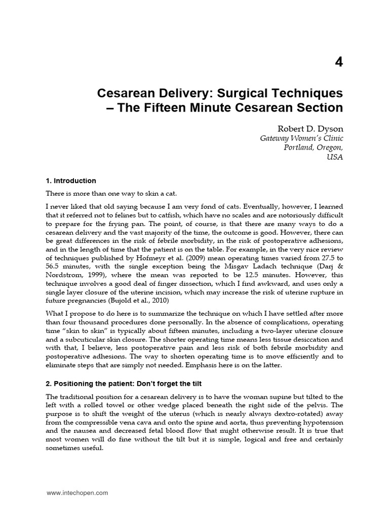 15 Minute - Cesarean - Section | PDF | Caesarean Section | Surgical Suture