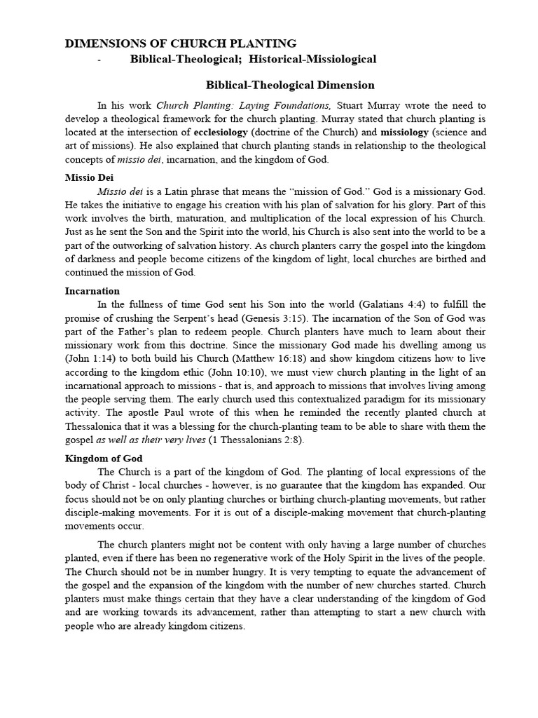 Dimensions of Church Planting_Edited | PDF | Church Planting ...