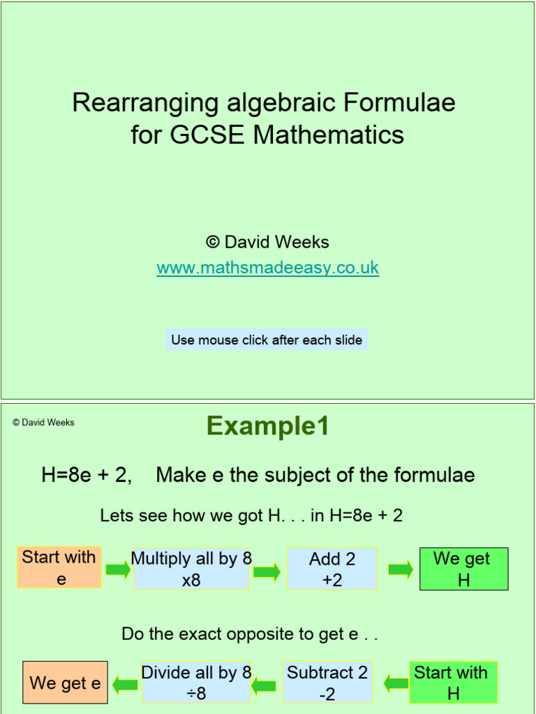 Rearranging Formulae | PDF | Mathematics | Elementary Mathematics