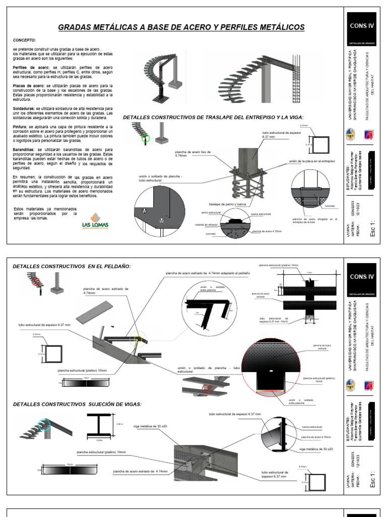 Detalle Constructivo (Gradas) en Metal | PDF | Acero | Rieles
