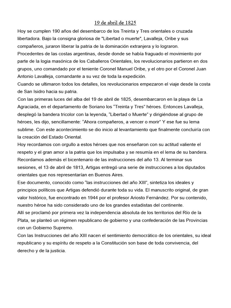 Palabras Alusivas Al 19 de Abril | PDF