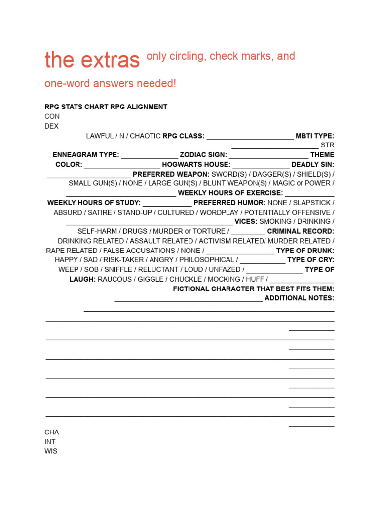 Character Sheet | PDF | Psychology