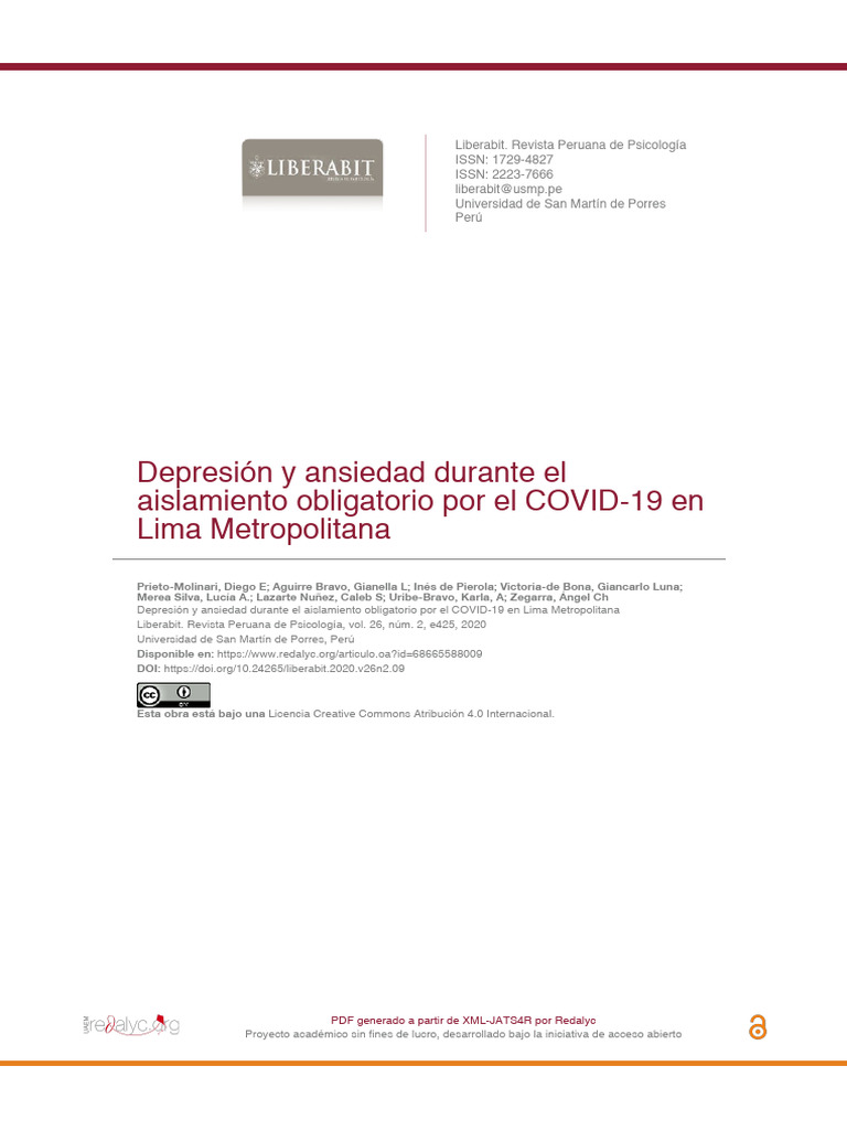 Depresión y Ansiedad Durante El Aislamiento Obligatorio Por El COVID-19 ...