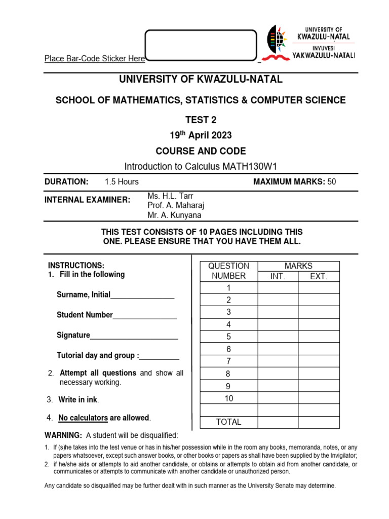 MATH130W1 Test 2: Calculus Exam Guide | PDF | Mathematical Proof | Numbers