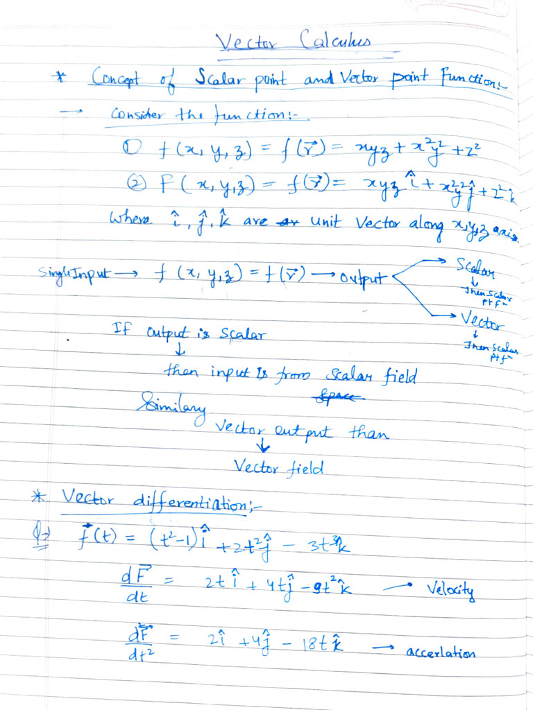 Vector Calculus and Differentiation Concepts | PDF | Mathematical ...