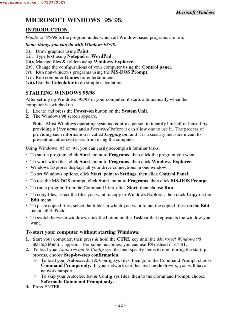 Microsoft Windows 98 | PDF | Window (Computing) | Computer File