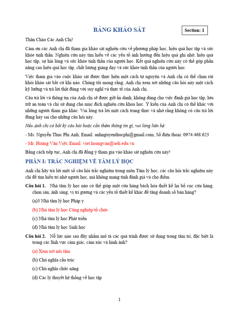 4 Psychology Questionnaire - Final | PDF