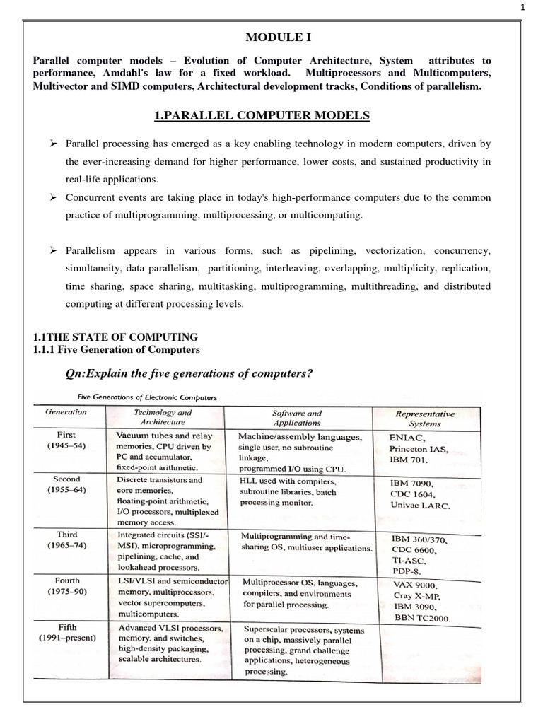 Model | PDF | Central Processing Unit | Parallel Computing