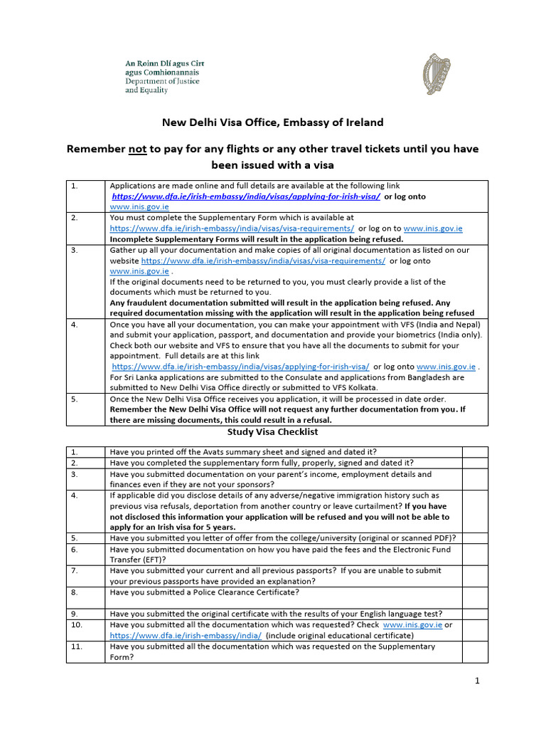 Student Information Leaflet Checklist | Download Free PDF | Travel Visa ...